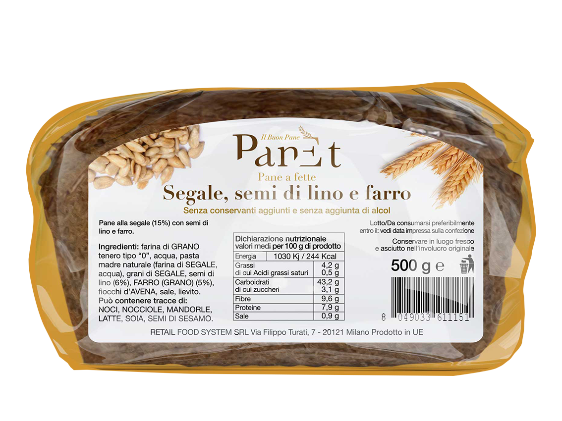 Pane alla Segale, semi di lino e farro - Scopri Panet